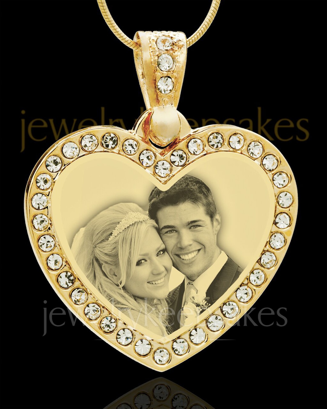 Photo Engraved Gold Plated Gem Heart Necklace - Etsy