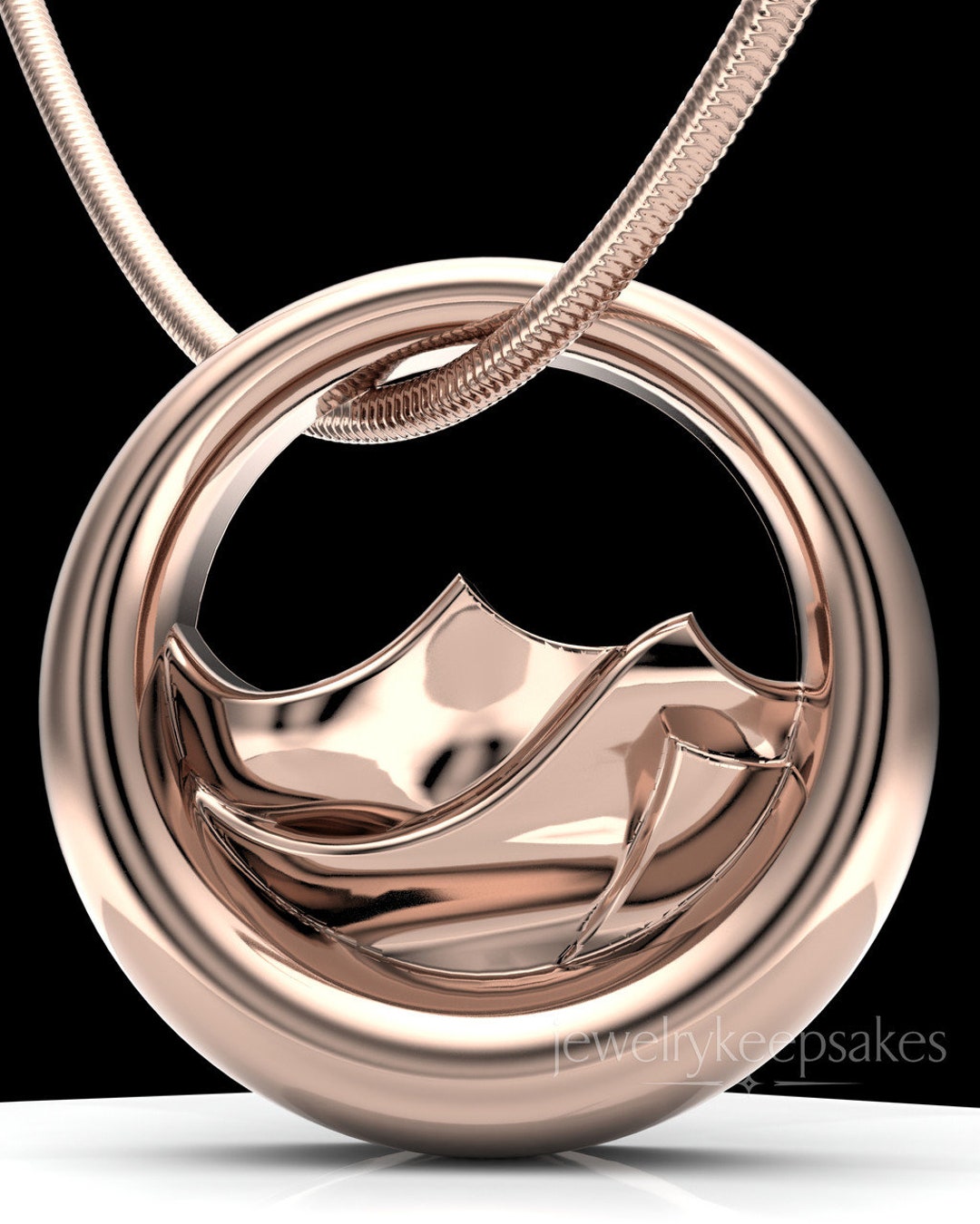 Rose Gold Cremation Ashes in Jewelry, Custom Mountain Ashes in Jewelry ...