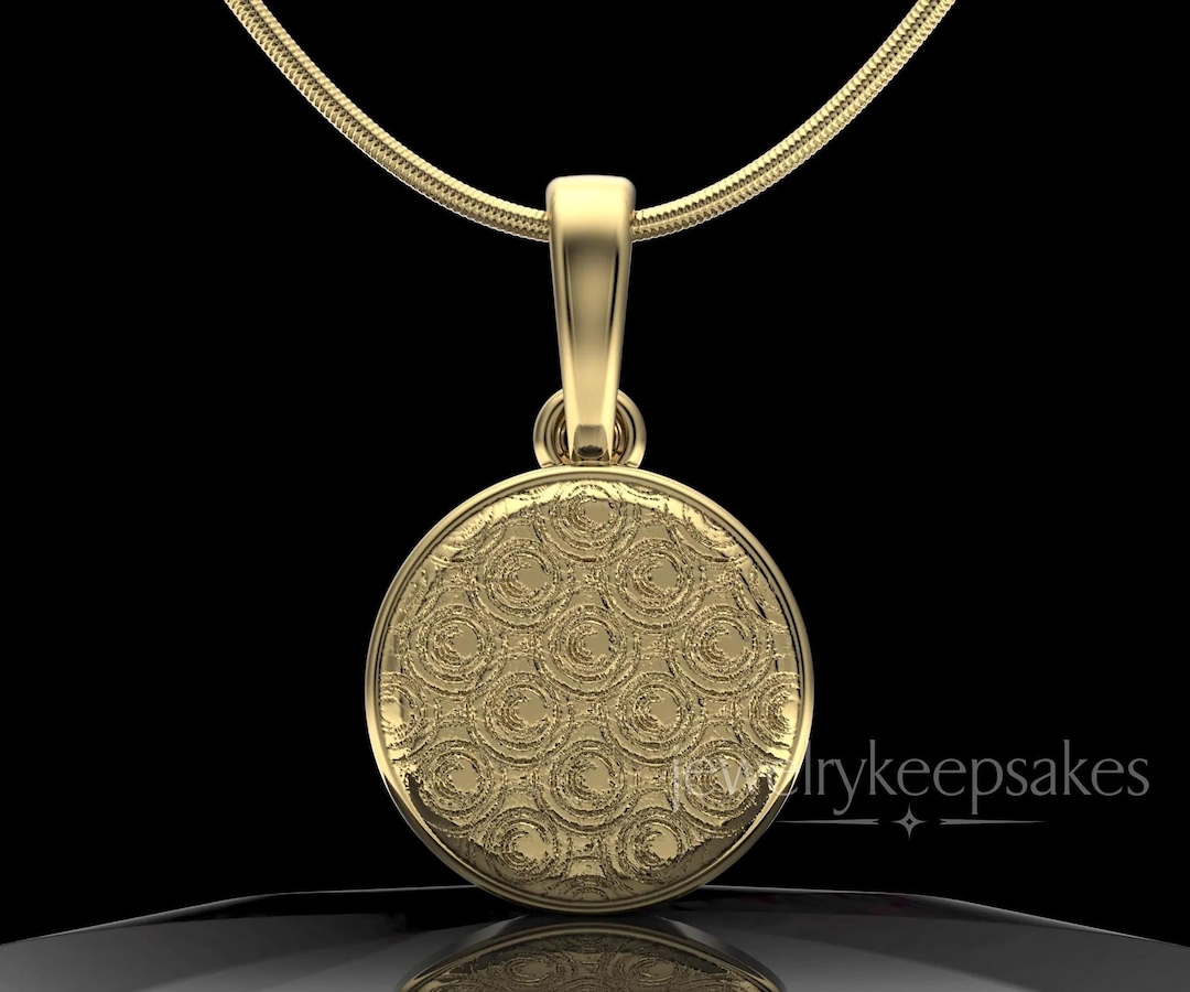 Gold Cremation Ashes in Jewelry, Custom Pattern Round Ashes in Jewelry ...