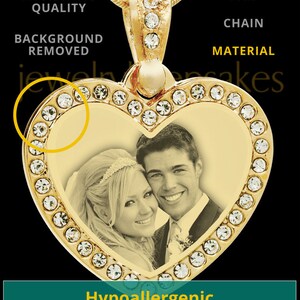Photo Engraved Gold Plated Gem Heart Necklace - Etsy