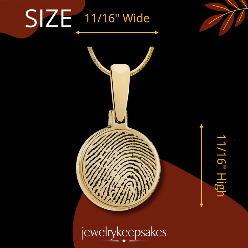 Fingerprint Necklace Gold, Round Fingerprint Engraved Jewelry, Gold ...