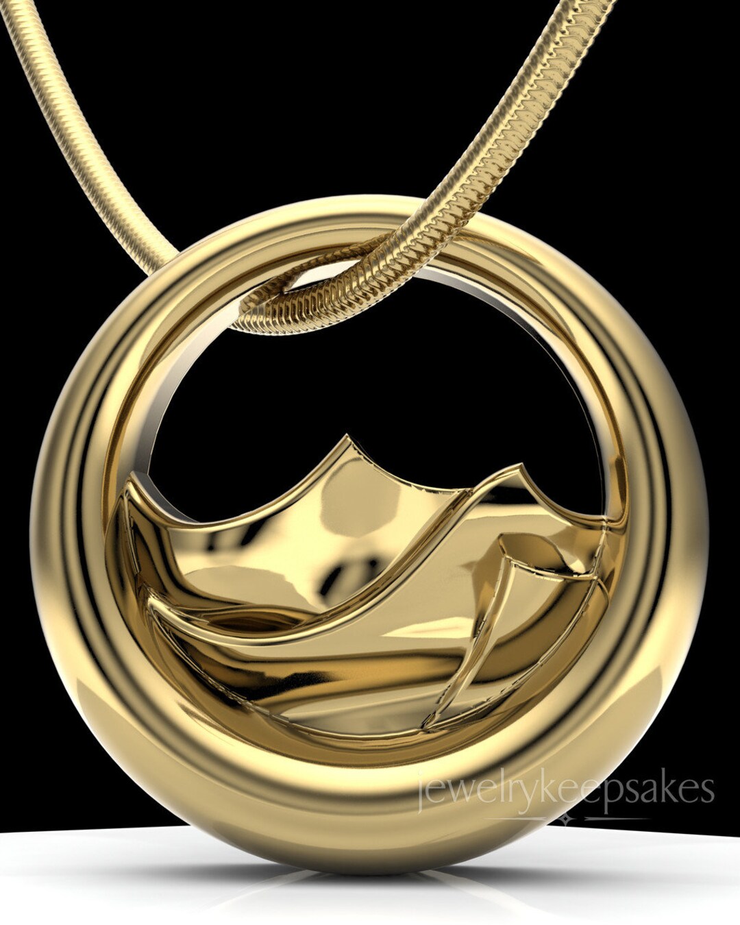 Gold Cremation Ashes in Jewelry, Custom Mountain Ashes in Jewelry Gold ...