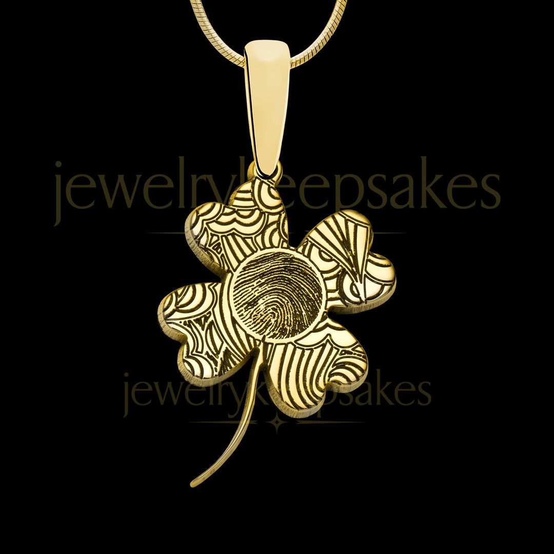 Fingerprint Necklace 14K Gold, Irish Fingerprint Engraved Jewelry, 14K ...