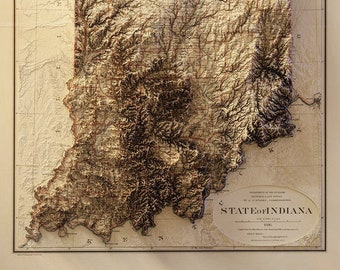 Topography of Indiana USA - Digital Download Printable - Etsy