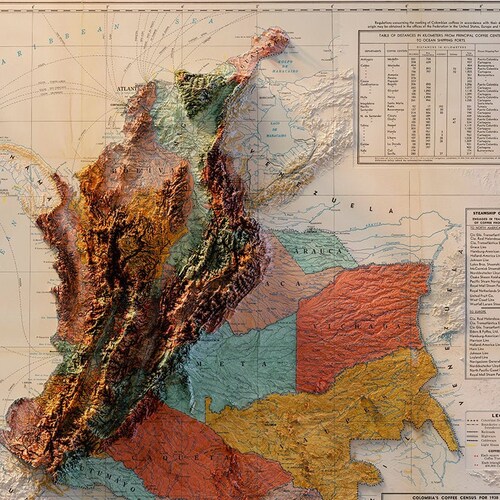 Old Map of Colombia Vintage Map Vintage Poster Wall Art - Etsy