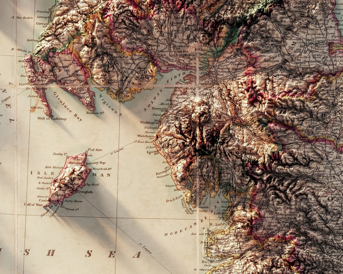England & Scotland Topography | Etsy