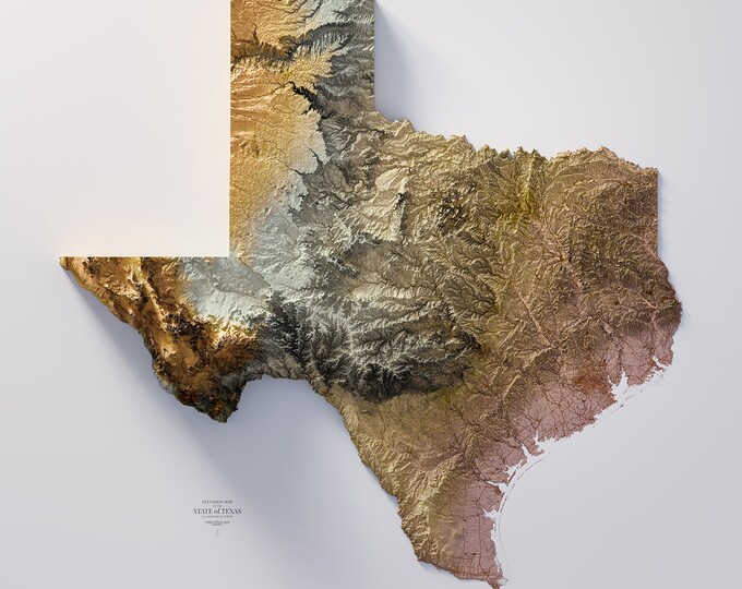 Texas Hypsometric Tint 3 - Etsy
