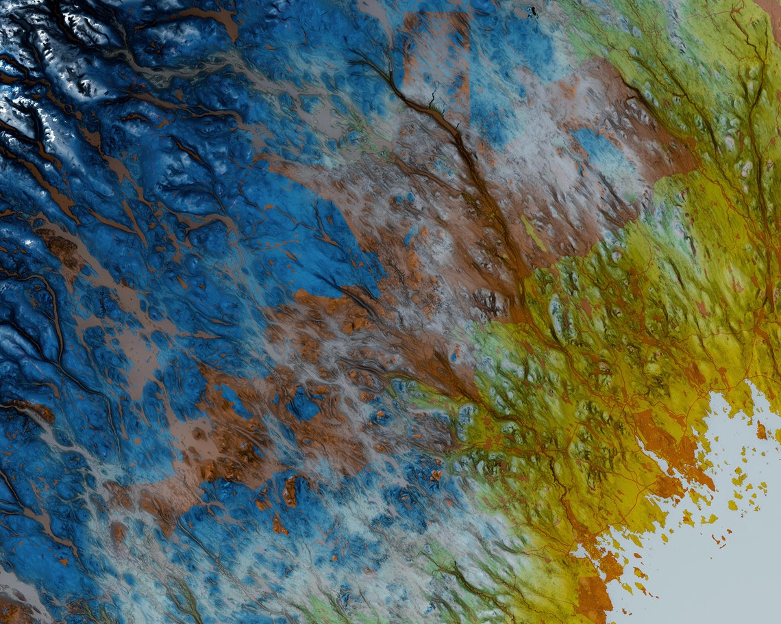 Sweden Hypsometric tint 3 | Etsy