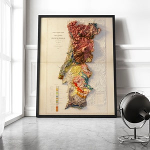 Portugal - Geological Map - Etsy