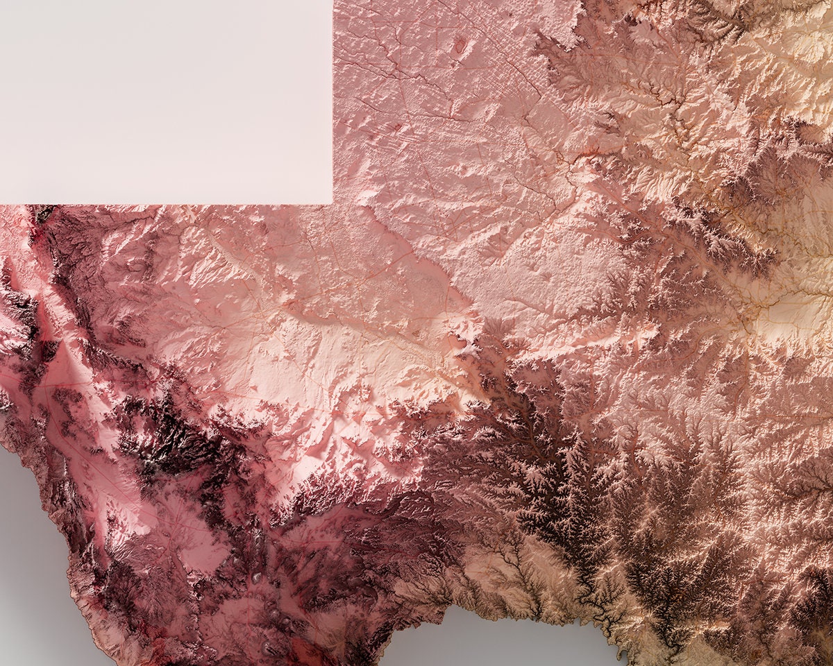 Texas Hypsometric Tint 2 | Etsy