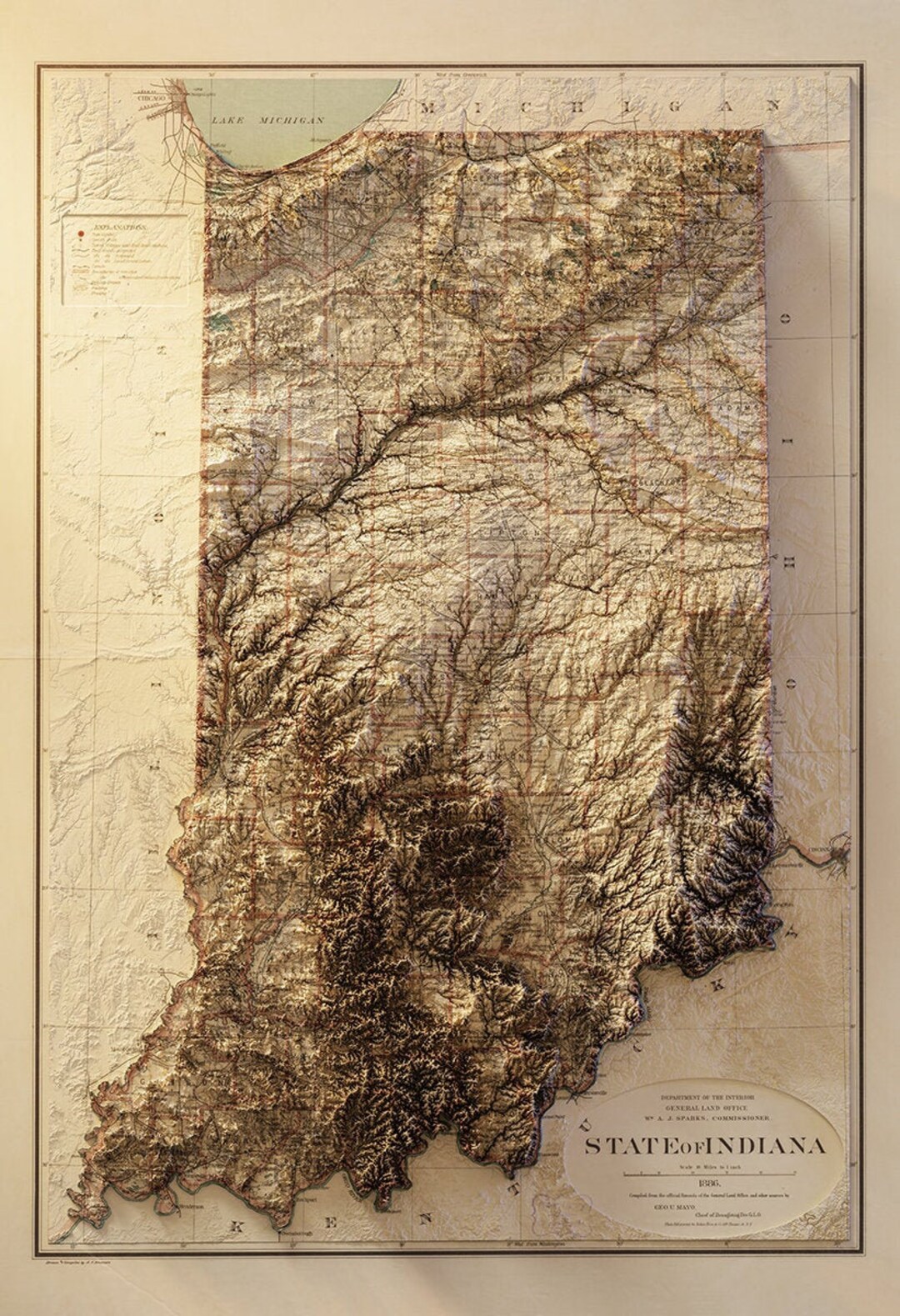 Indiana - Topography - Etsy