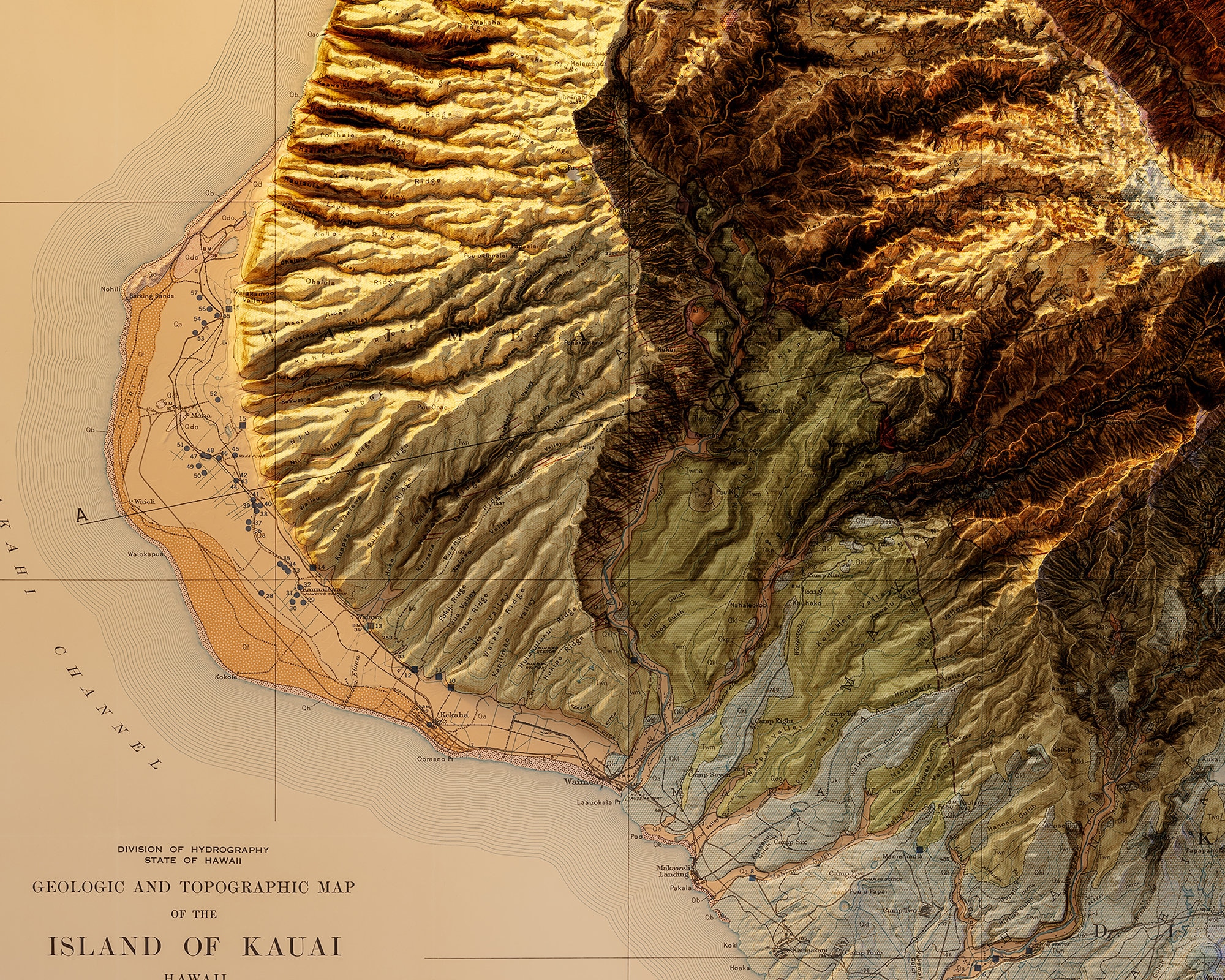 Hawaii - Island of Kauai - Geology & Topography - Etsy