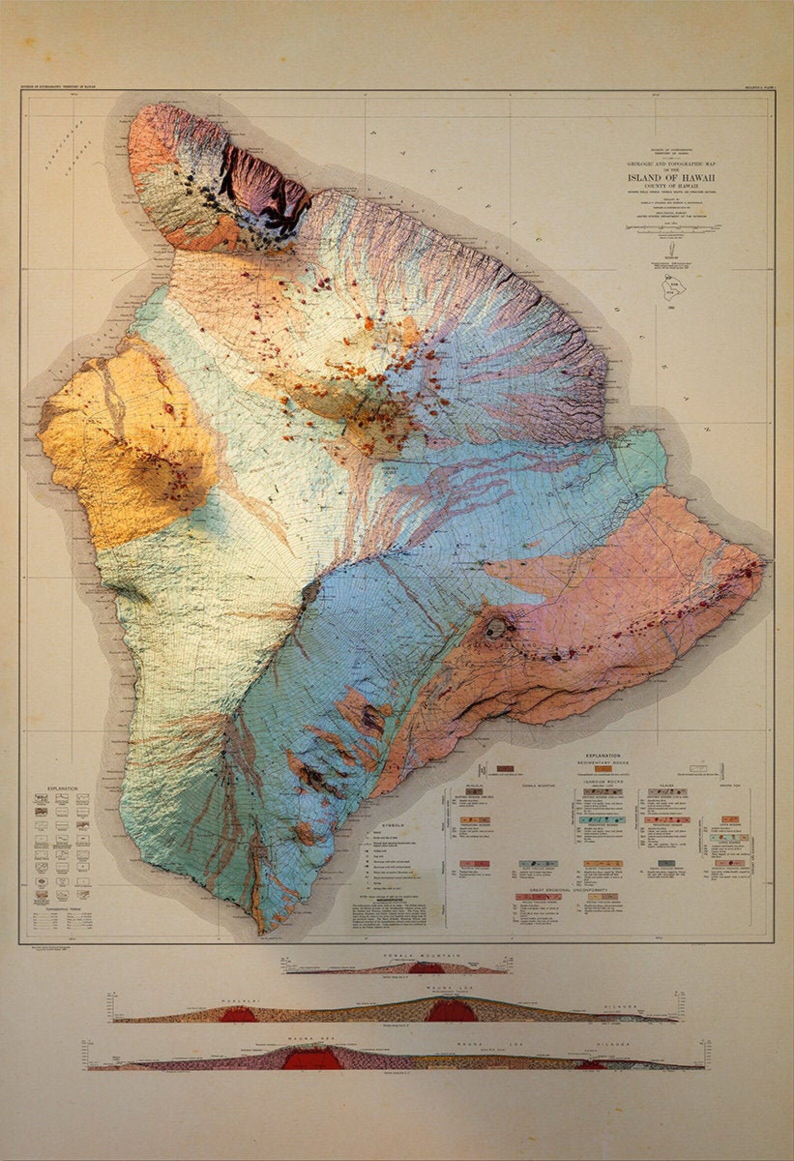 Hawaii Island of Hawaii Geology & Topography | Etsy