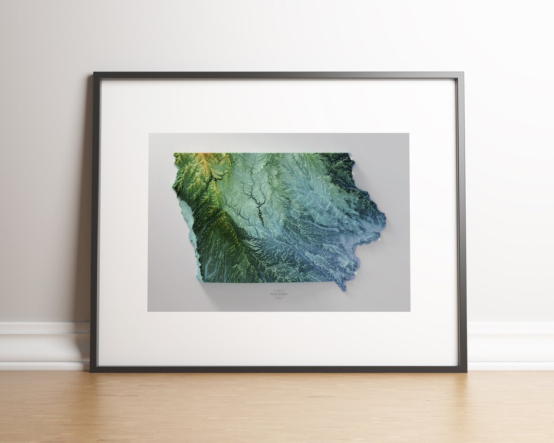 Iowa - Hypsometric Tint 10 - Etsy