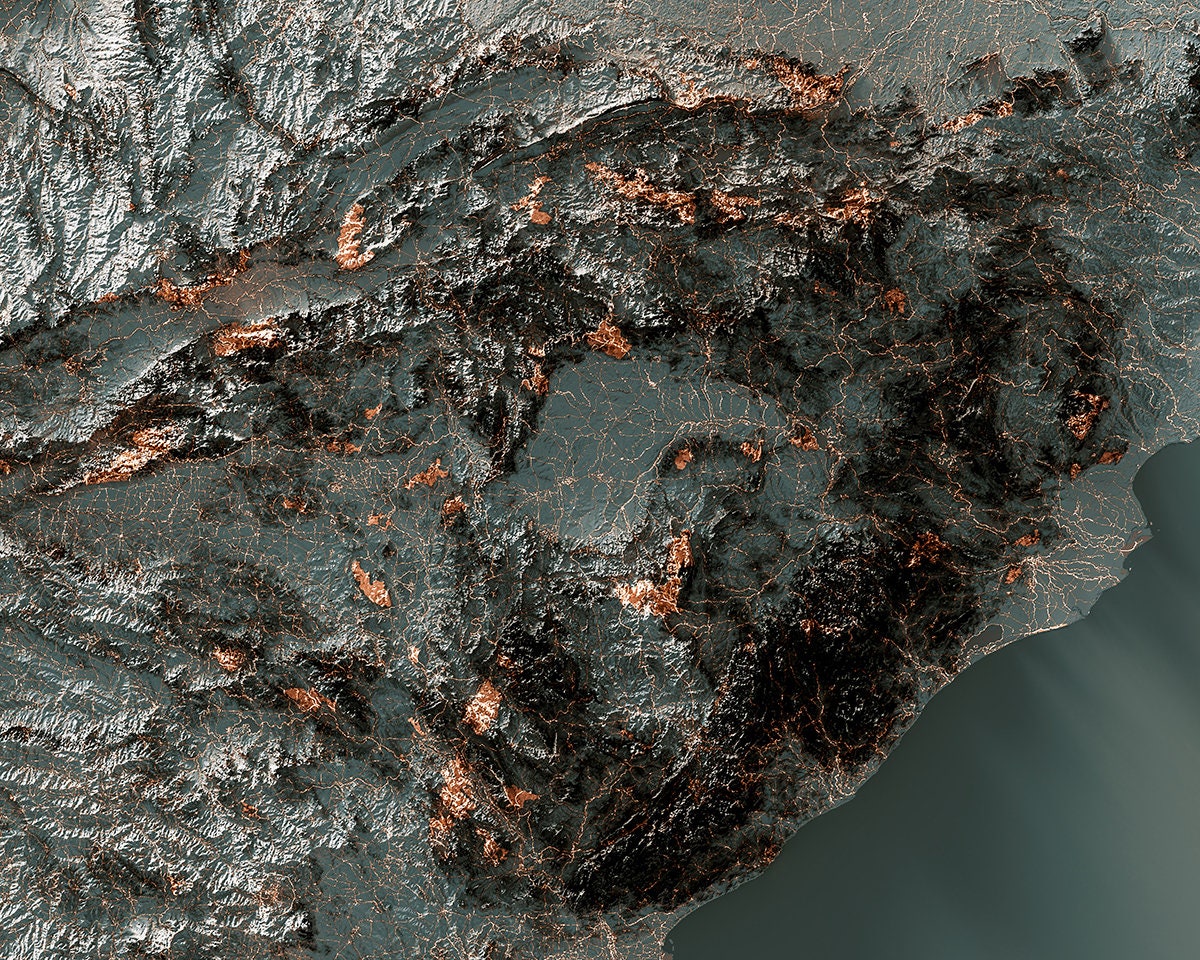 India Hypsometric Tint 4 - Etsy