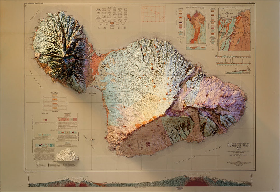 Hawaii - Island of Maui - Geology & Topography - Etsy