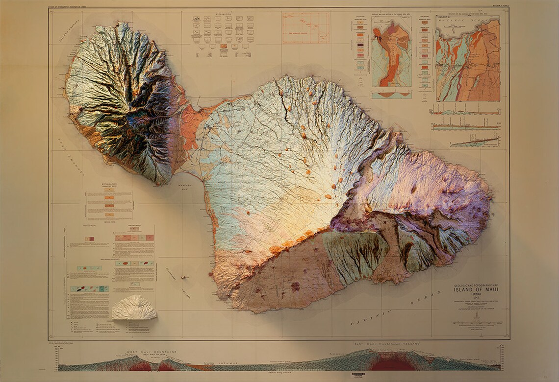 Hawaii Island of Maui Geology & Topography | Etsy