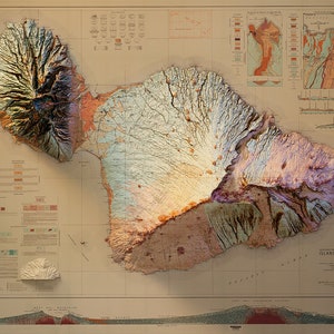 Hawaii Island of Maui Geology & Topography - Etsy