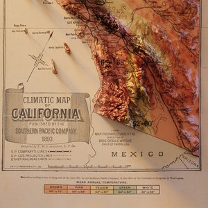 California - Climatic Map - Etsy