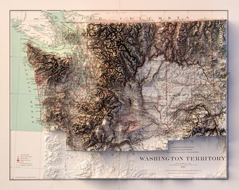 Washington State Map 1940 Cool Old Map to Frame Washington - Etsy