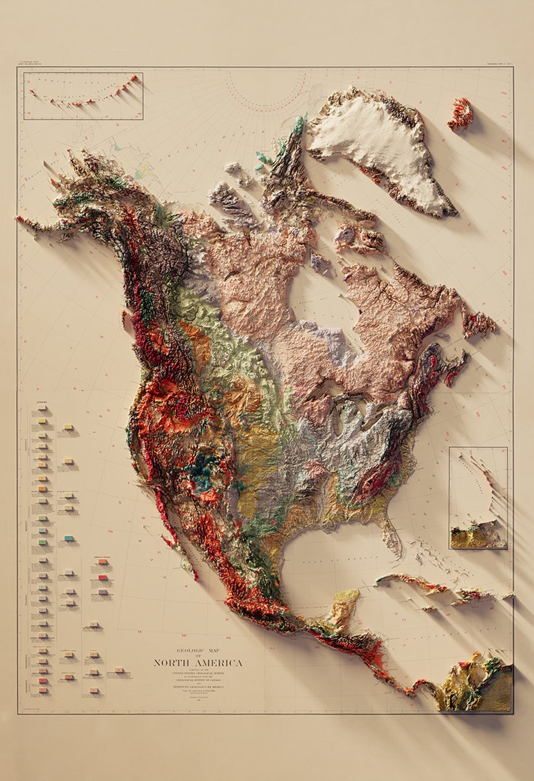 North America - Geological Map - (V1) - Etsy