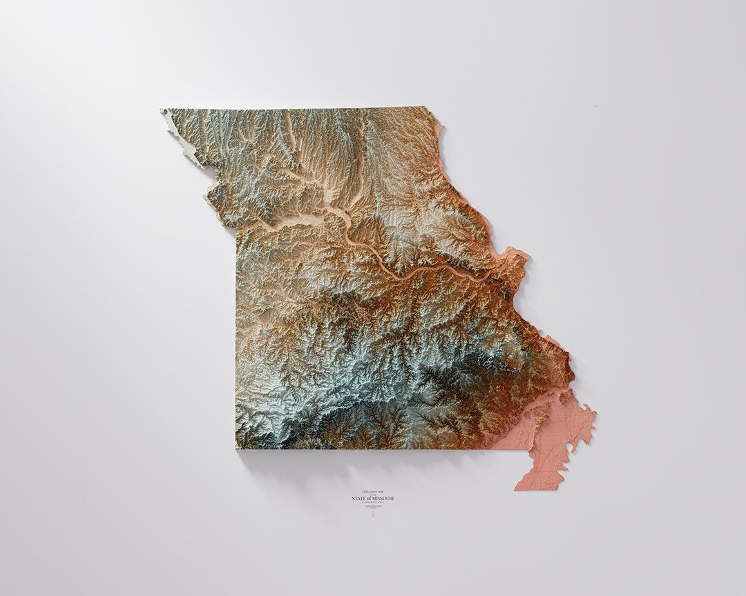 Missouri - Hypsometric Tint 8 - Etsy