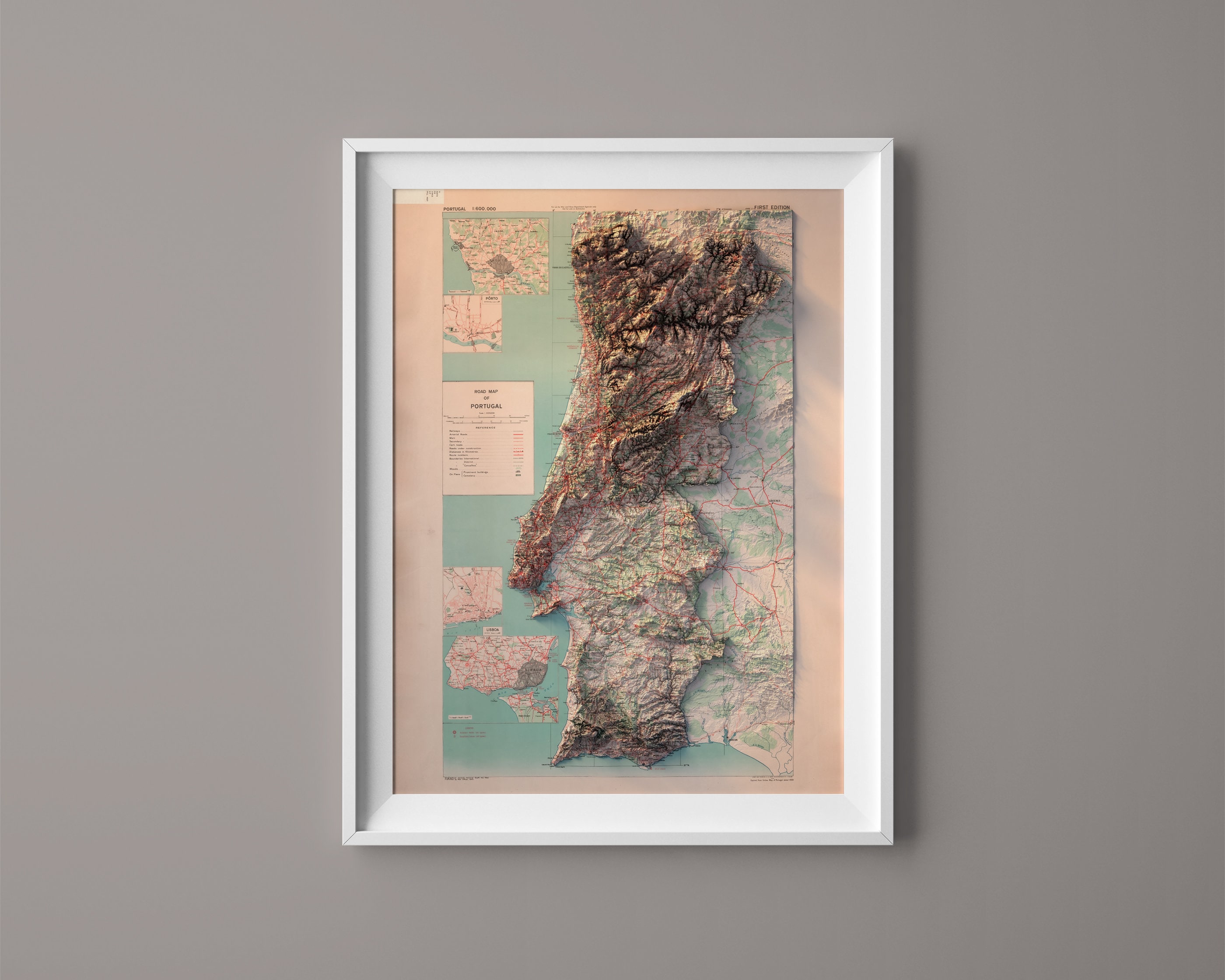 Portugal - Road Map - Etsy
