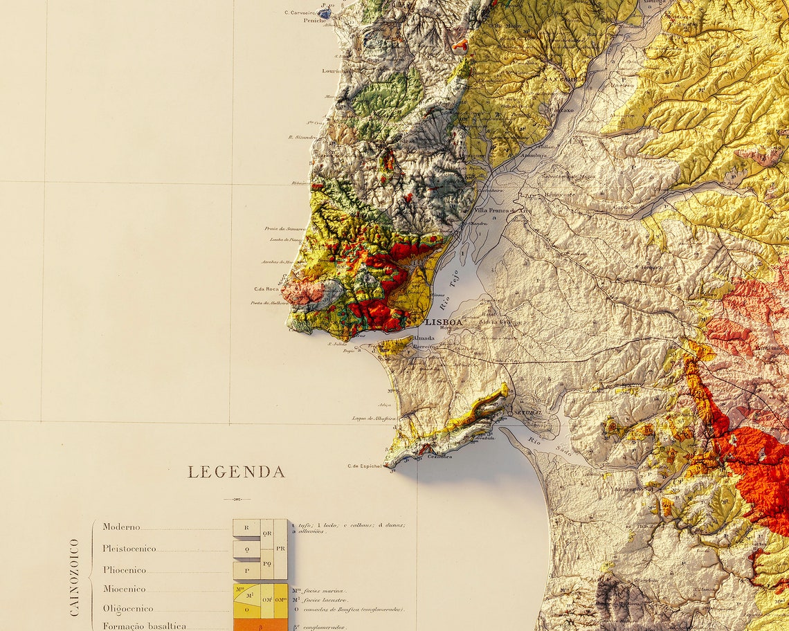 Portugal - Geological Map - Etsy