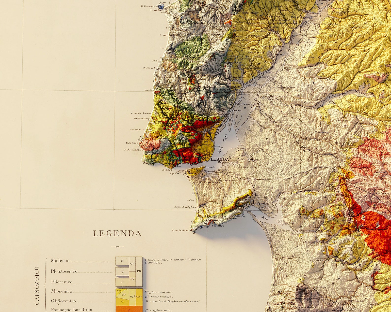 Portugal - Geological Map - Etsy