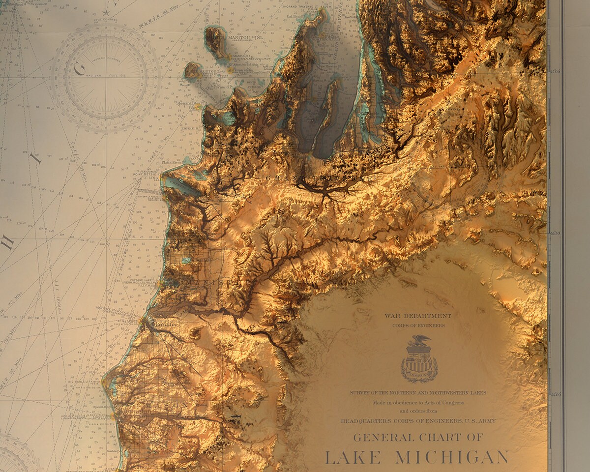 Lake Michigan Nautical Chart | Etsy