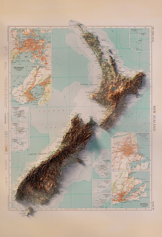 New Zealand Topography | Etsy