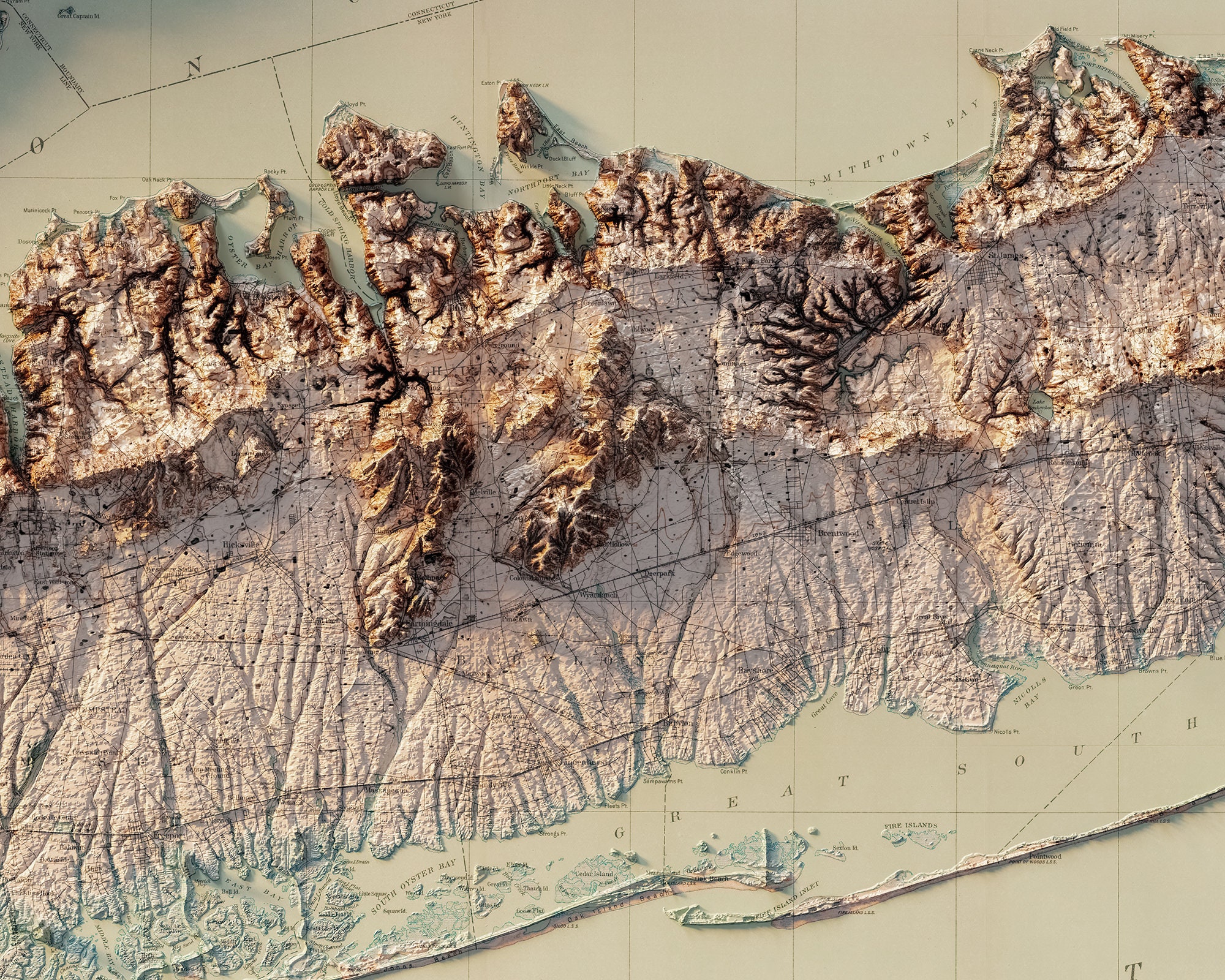 Long Island - Topography - Etsy