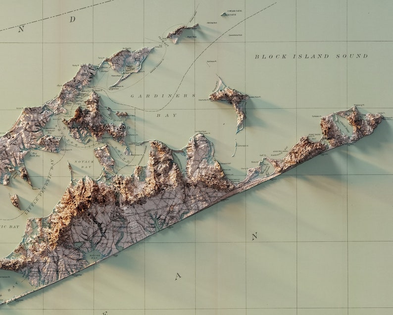 Long Island - Topography - Etsy