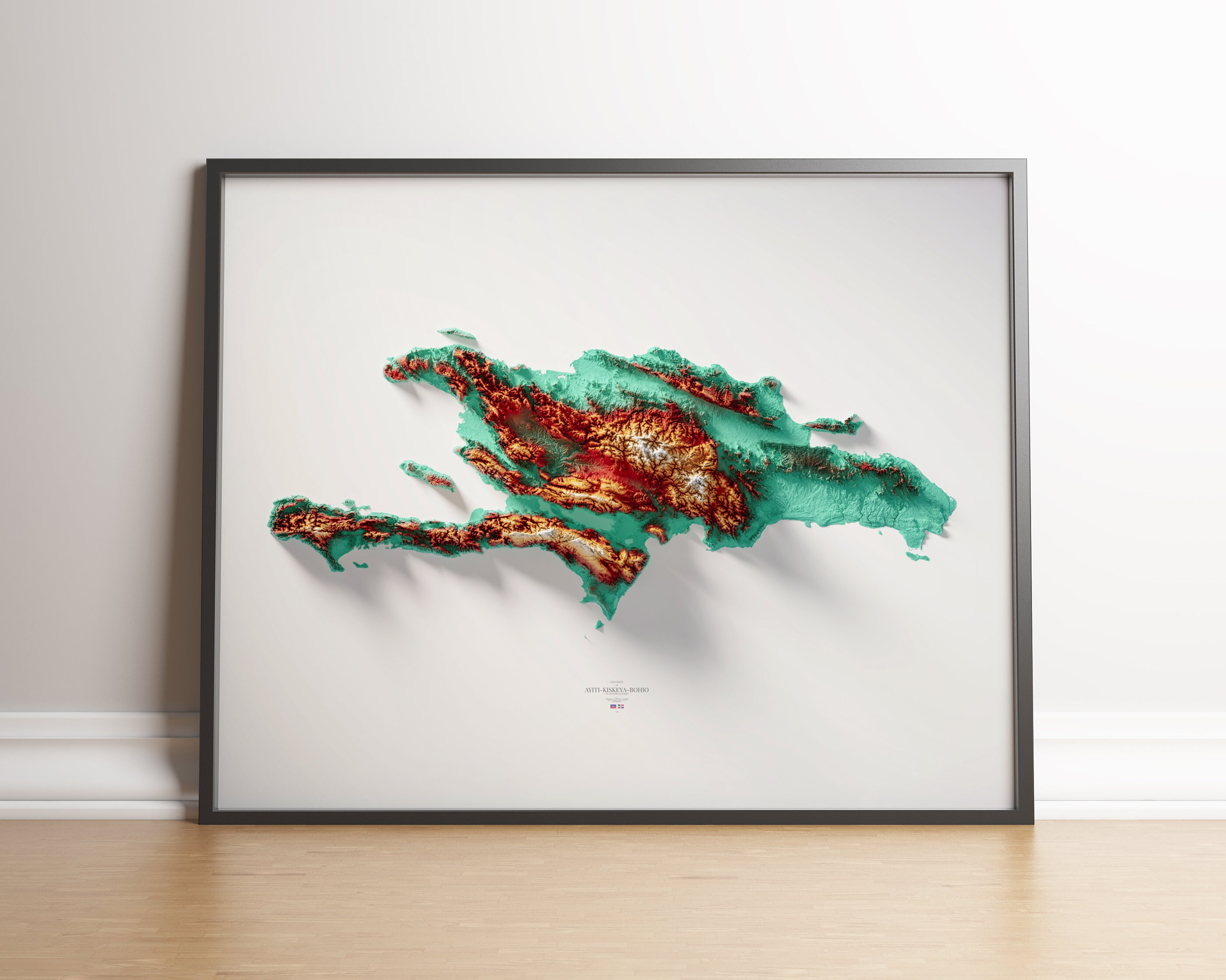 Hispaniola - Hypsometric Tint 1 - Etsy