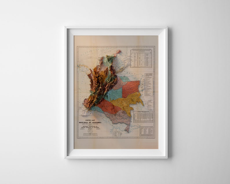 Colombia Coffee Map - Etsy