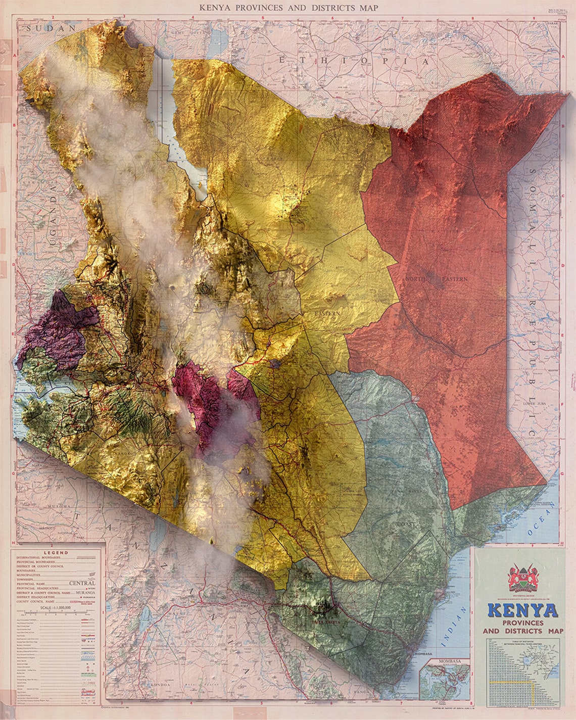 Kenya Provinces & Districts - Etsy
