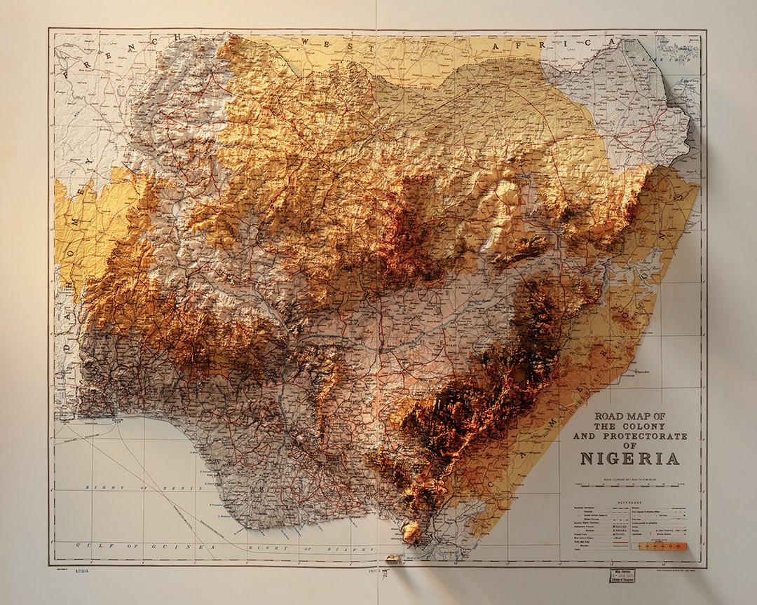Nigeria - Topography & Roads - Etsy