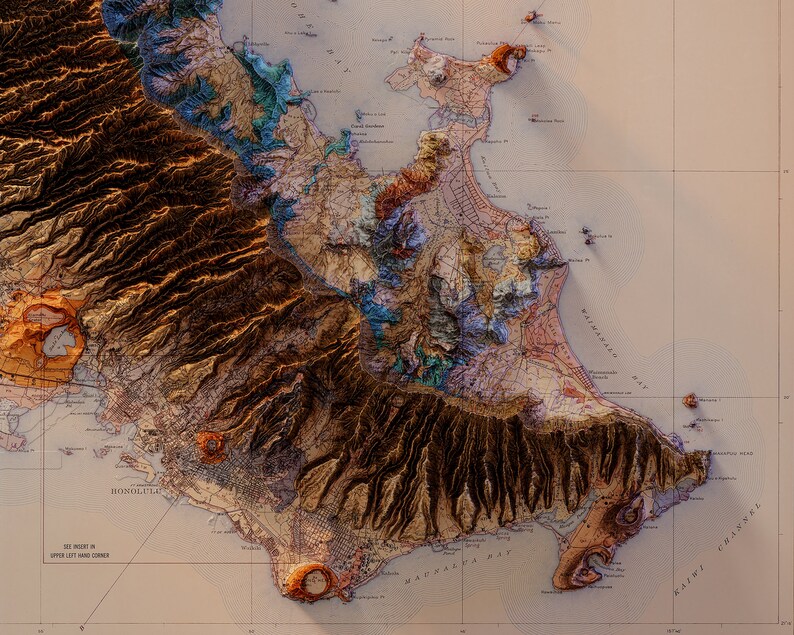 Hawaii Island of Oahu Geology & Topography | Etsy