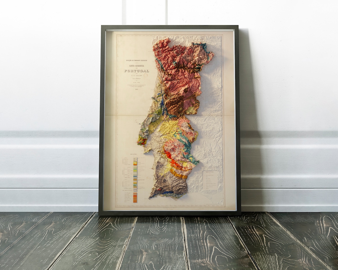 Portugal - Geological Map - Etsy