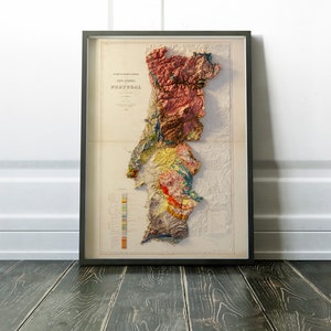 Portugal - Geological Map - Etsy
