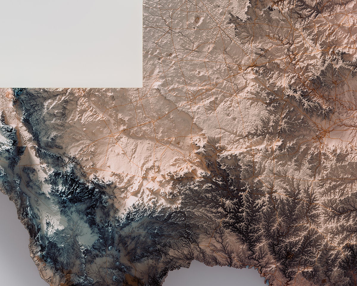 Texas Hypsometric Tint 9 | Etsy