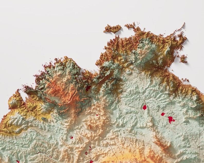 Australia - Hypsometric Tint 2 - Etsy