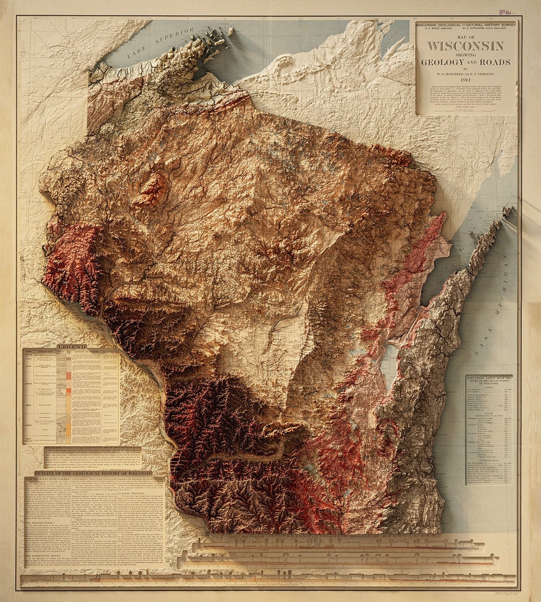 Wisconsin Geology & Roads - Etsy