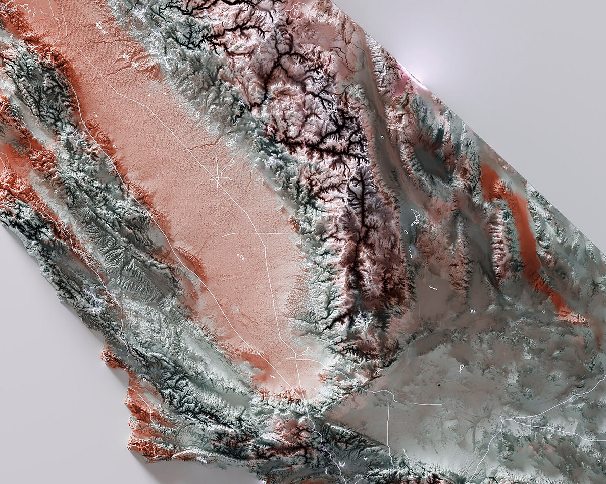 California Hypsometric Tint 6 | Etsy