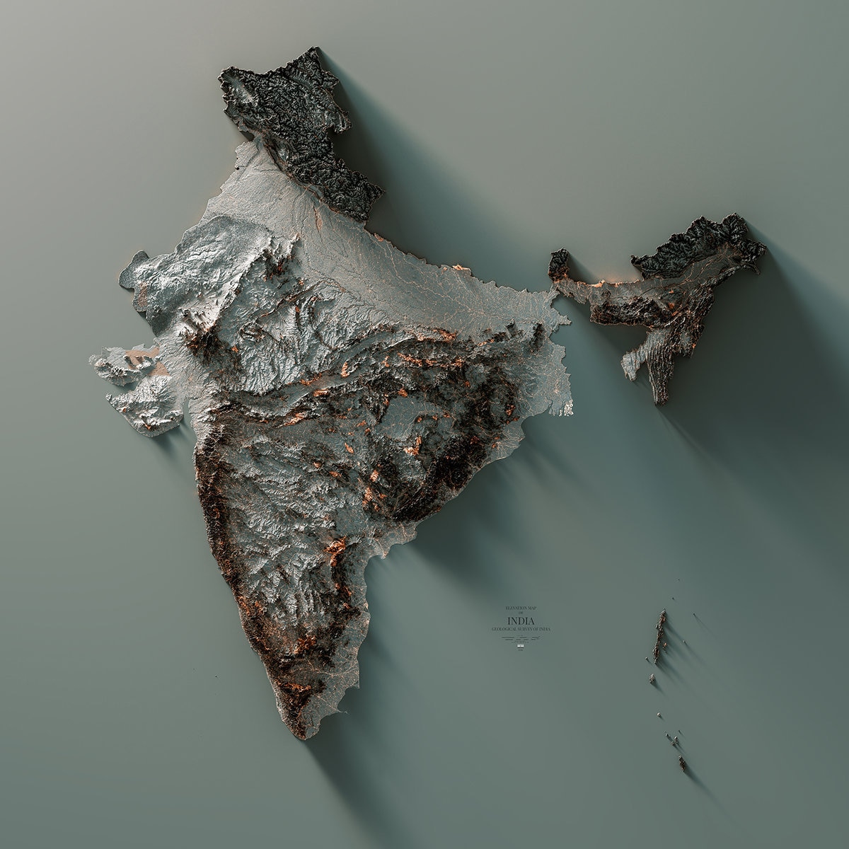 India Hypsometric Tint 4 - Etsy