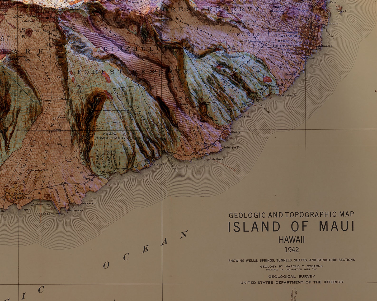 Hawaii Island of Maui Geology & Topography - Etsy