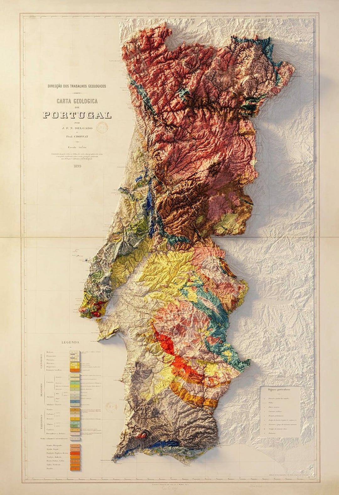 Portugal - Geological Map - Etsy