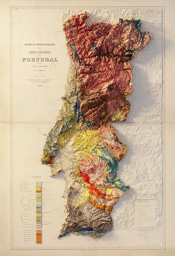 Portugal Geological Map | Etsy