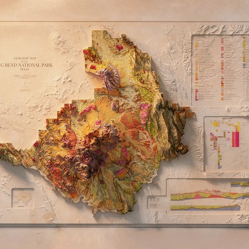 Big Bend National Park Map Art Big Bend Topographic Poster - Etsy