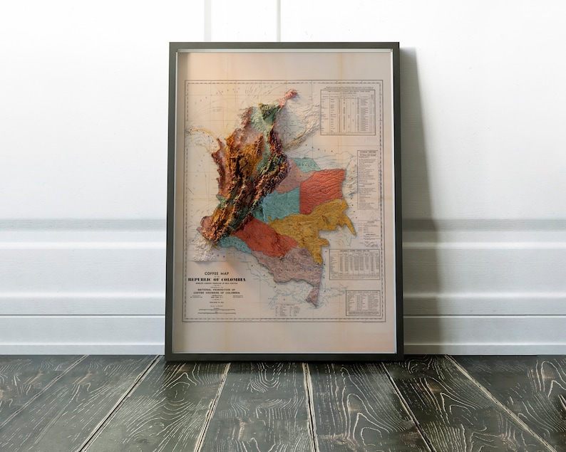 Colombia Coffee Map - Etsy